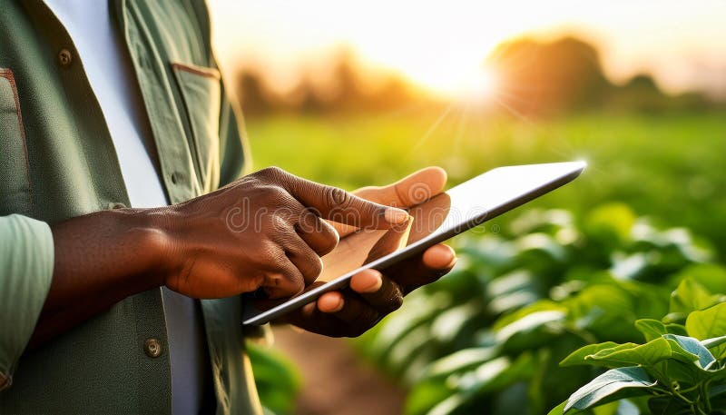 Male Farmer Using a Digital Tablet while Working on a Farm - Generative ...