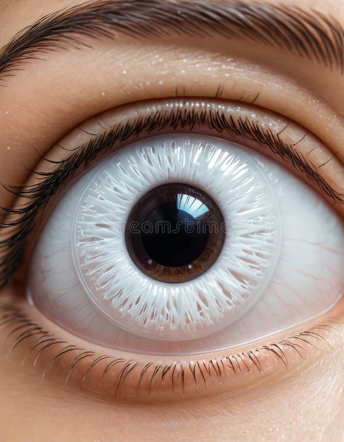 Close-Up of Detailed Human Eye with White Iris Stock Photo - Image of ...