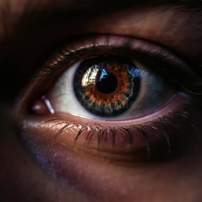 Extreme Close-up of Human Eye with Intricate Iris Pattern and Digital ...