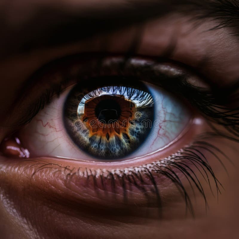 Extreme Close-up of Human Eye with Intricate Iris Pattern and Digital ...