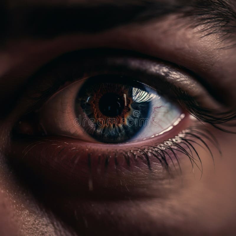 Extreme Close-up of Human Eye with Intricate Iris Pattern and Digital ...