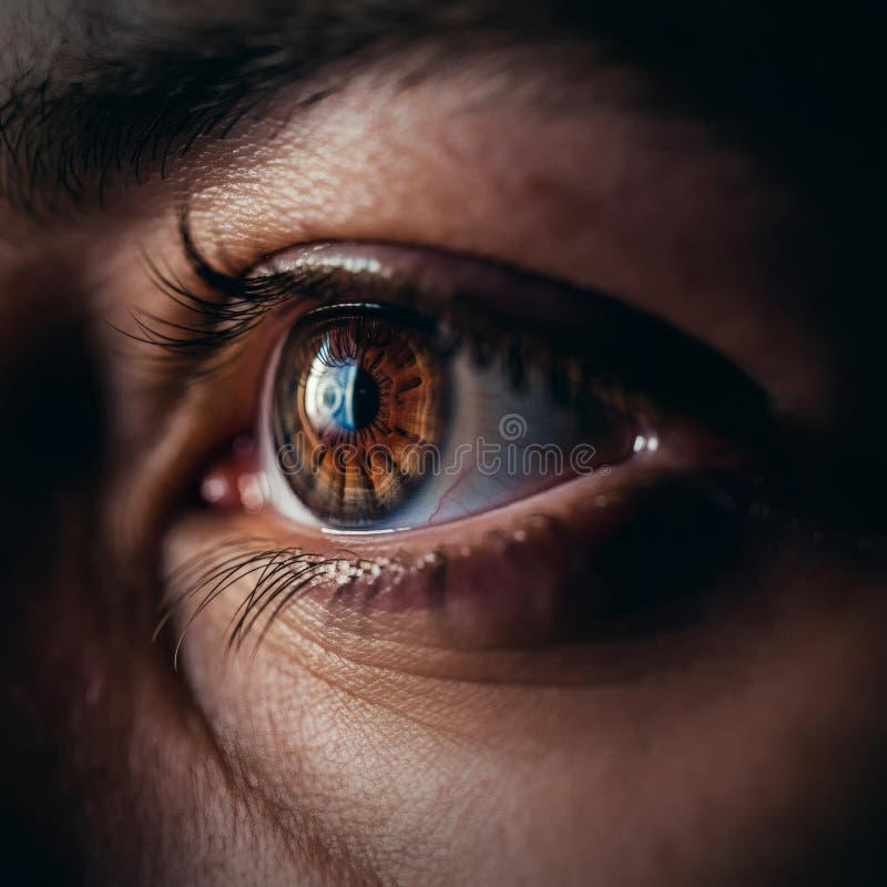 Extreme Close-up of Human Eye with Intricate Iris Pattern and Digital ...