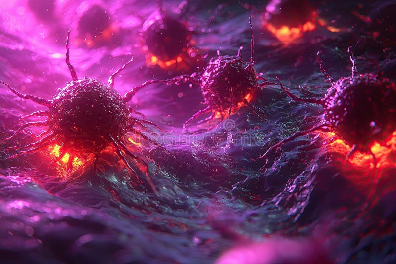 Hyperrealistic Microscopic View of Cancer Cells Invading Healthy Tissue ...