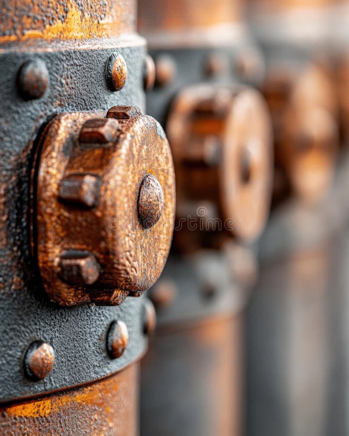 Extreme Close-up of Industrial Metallic Textures and Details Featuring ...