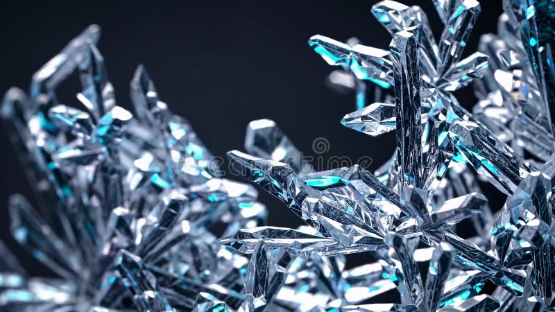 Gleaming Ice Crystal Formations with Blue Reflections in Macro Detail ...