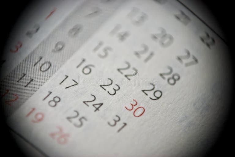 Extreme Close-up of Personal Calendar Stock Photo - Image of deadline ...