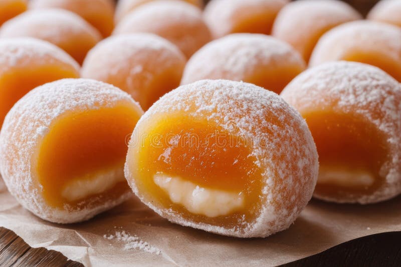 Extreme Close-up of Powdered Mochi Texture for Culinary Detail and ...