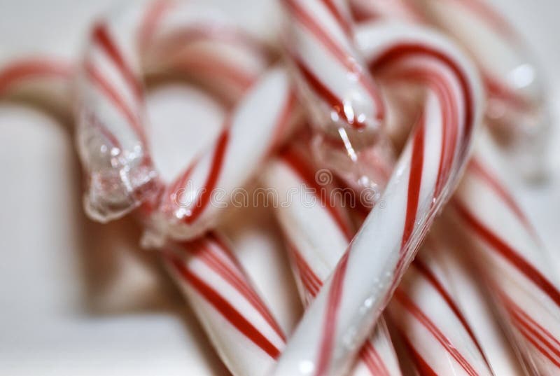 Macro View of Peppermint Candy Canes Showing Striped Pattern Stock ...