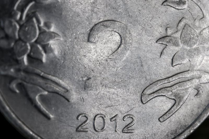 Extreme Close Up Shot of Silver Indian Two Rupee Coin Stock Photo ...