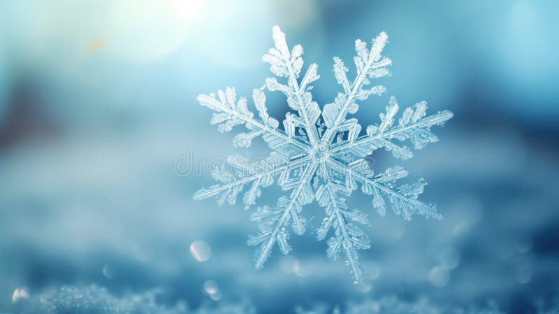 Extreme Close-Up of Snowflake Structure on Natural Wallpaper Background ...