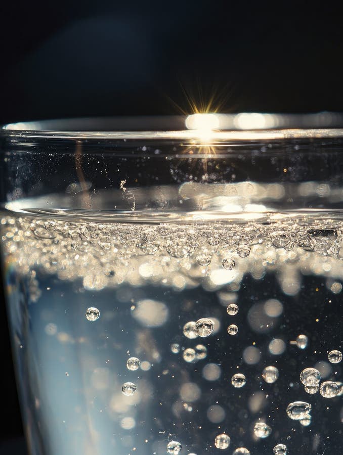 An Extreme Close-up of a Transparent Glass Filled with Drinking Water ...