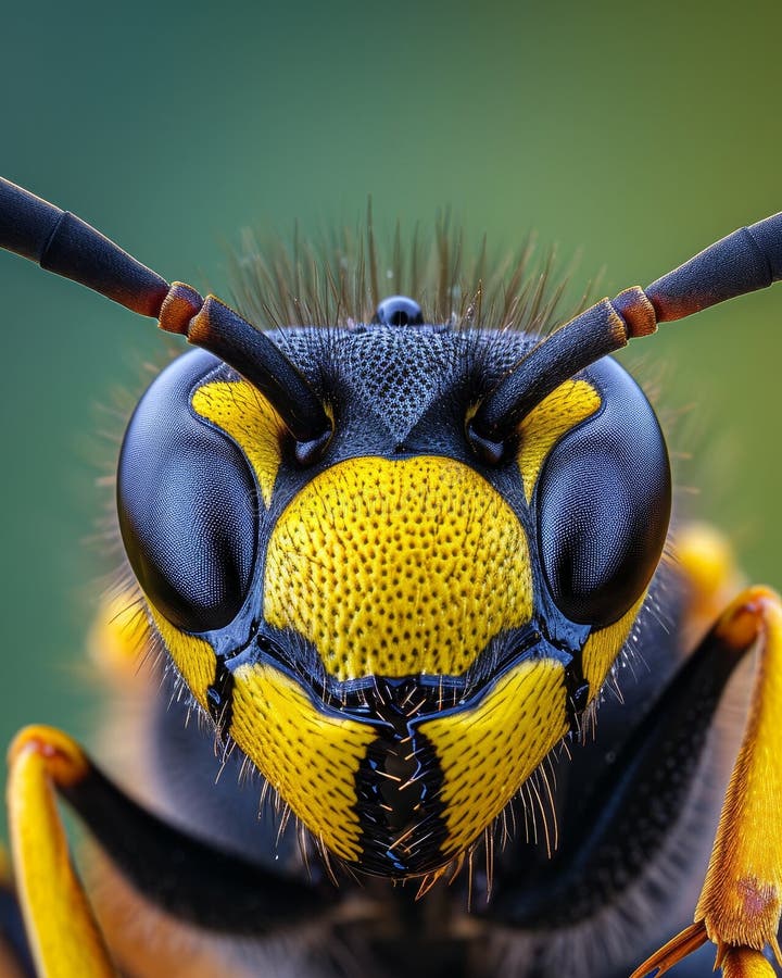 Extreme Close-up of a Vibrant Wasp Stock Illustration - Illustration of ...