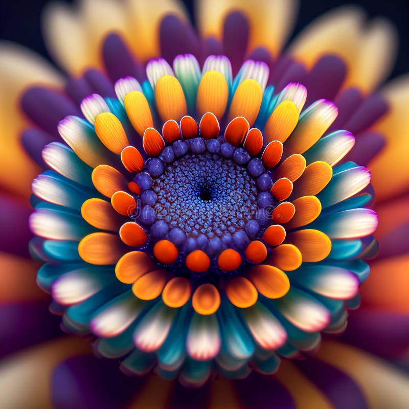 Extreme Close-up View of Colorful Daisy Flower, AI Generated Stock ...