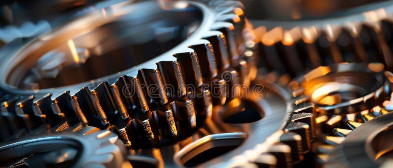 Interlocking Metallic Gears Detailed Close Up View Complex Machinery Industrial Design Stock ...