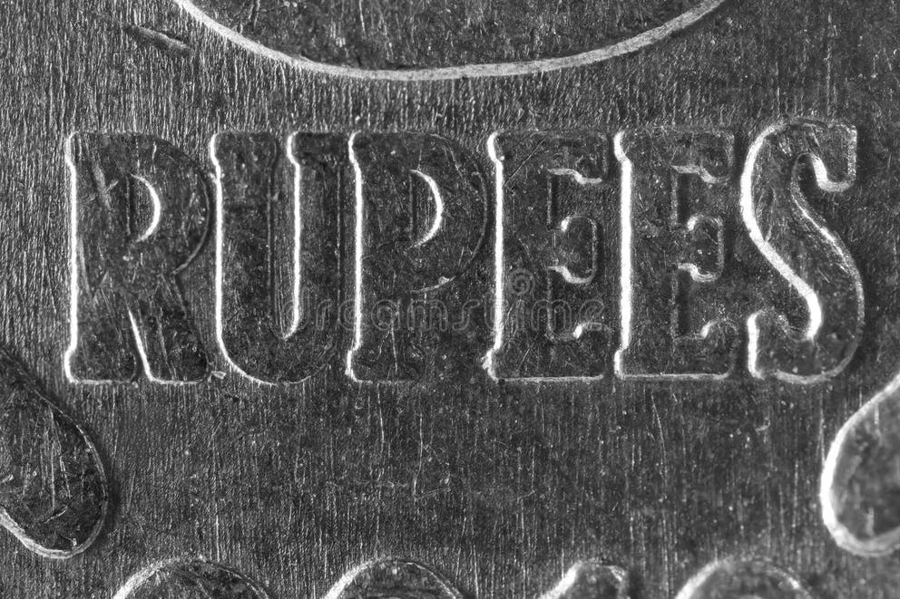 Extreme Close Up View of Rupees Text. Stock Image - Image of price ...