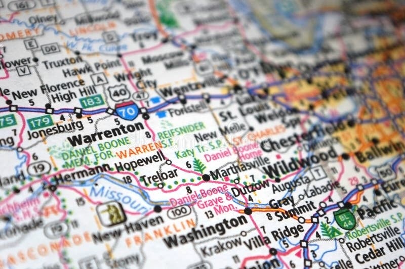 Extreme Close-up of Overland Park, Kansas in a Map Stock Photo - Image ...