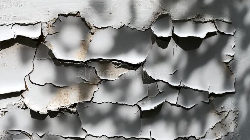Extreme Close-up of Weathered White Paint Peeling from a Surface with ...