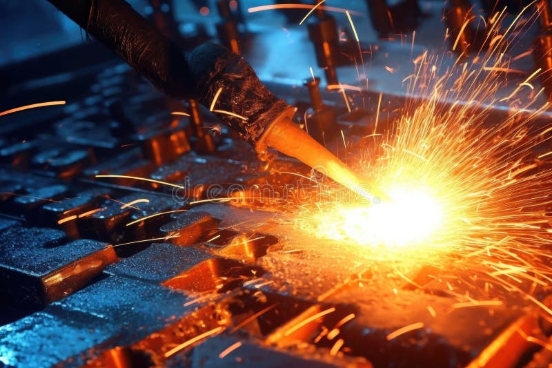 Extreme Close-up of Welding Tip and Molten Puddle Stock Photo - Image ...