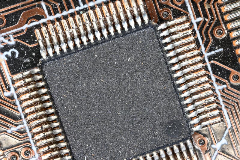 Extreme Closeup Computer Board Chip Copy Space Stock Image - Image of ...