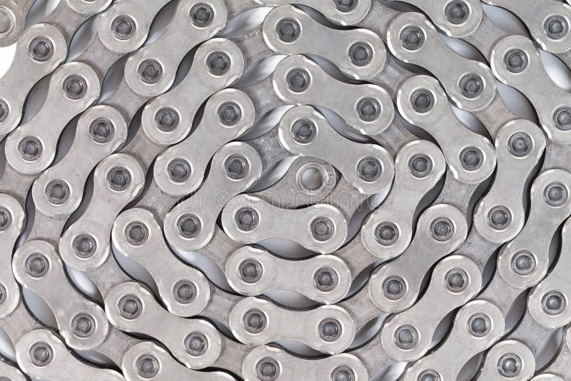 Extreme Closeup Image of New Clean Oiled Twisted Circled Bicycle Chain ...