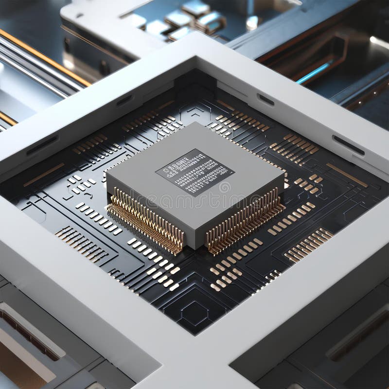 Extreme Closeup Photo of a Small Semiconductor Chip Integrated into a ...
