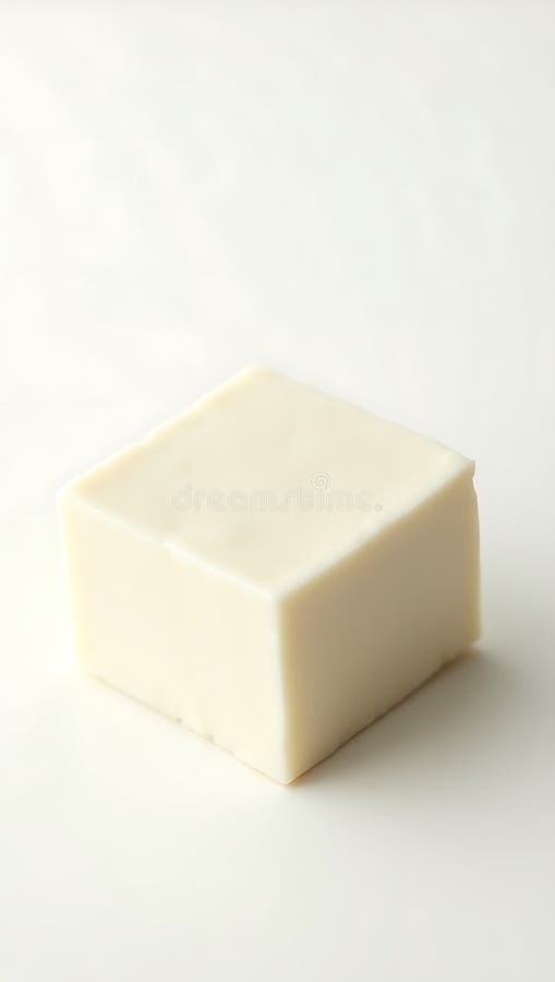 Extreme Closeup of a Rectangular Block of Creamy White Substance on a ...