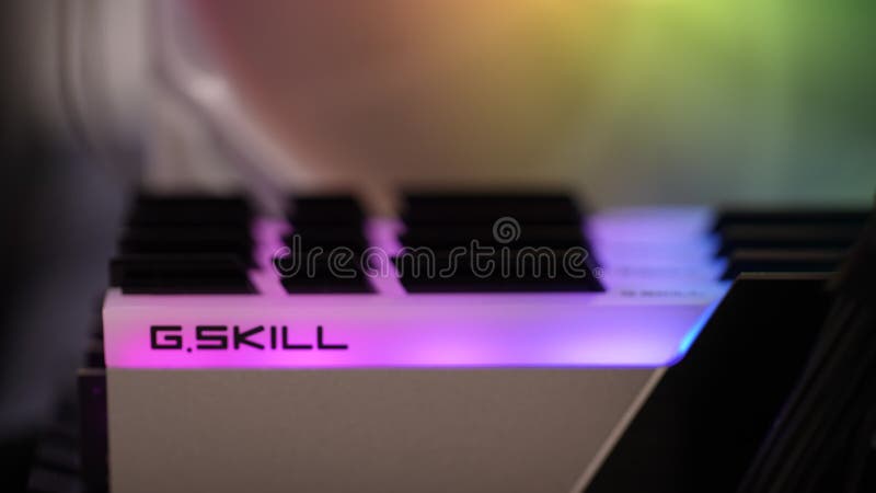 Extreme Closeup Selective Focus of RAM Memory Sticks Installed on ...