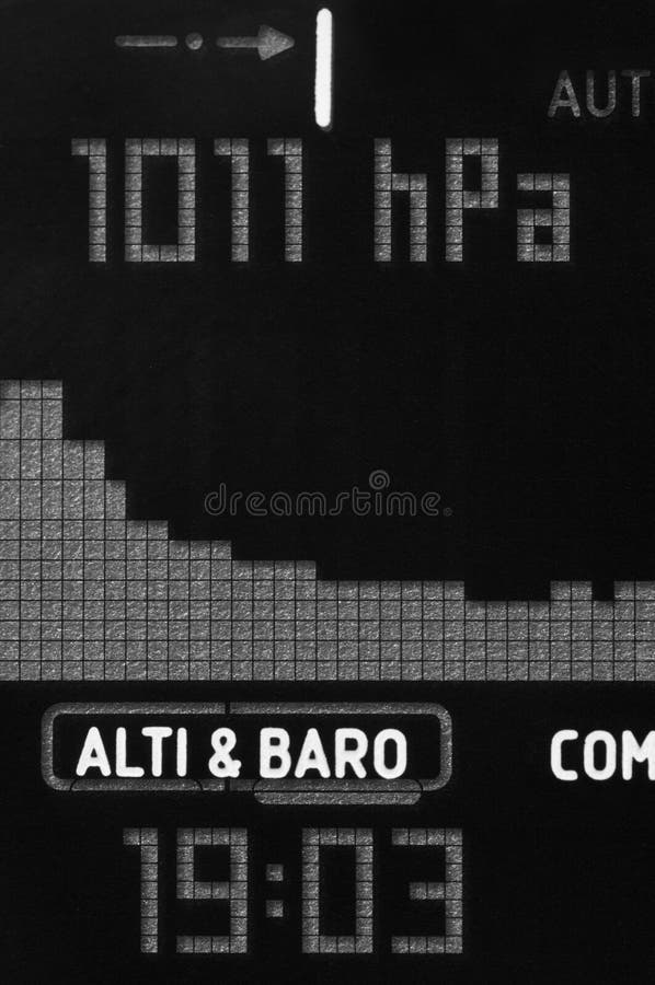 Closeup of Sports Digital Watch Display with Barometric Data Stock ...