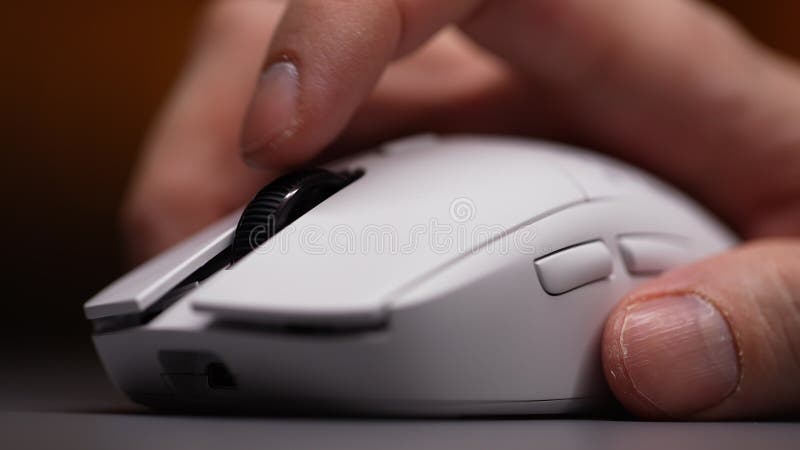 Extreme Closeup of Unrecognizable Man Using Modern Wireless Computer ...