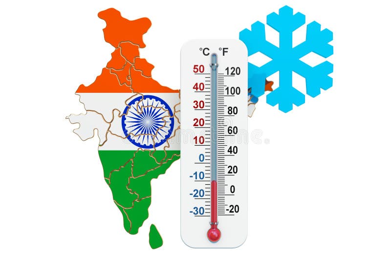 Extreme Cold in India Concept. 3D Rendering Stock Illustration ...