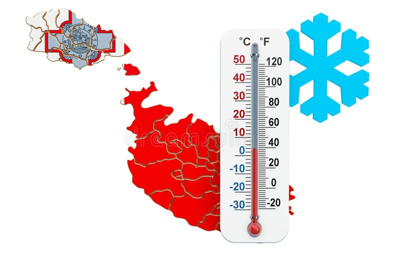 Extreme Cold in Malta Concept. 3D Rendering Stock Illustration ...