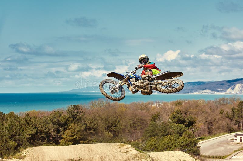 Extreme Concept, Challenge Yourself. Extreme Jump on a Motorcycle on a ...