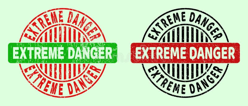 EXTREME DANGER Rounded Bicolor Stamp Seals - Corroded Texture Stock ...
