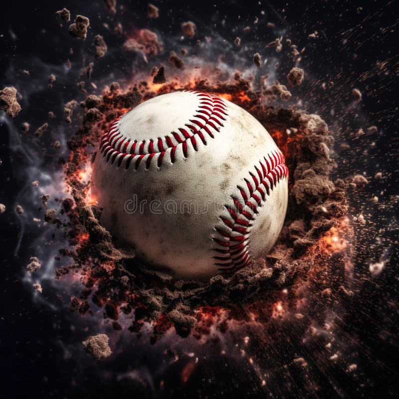 Extreme Detailed Photo of Baseball Exploding after Impact, Generative ...