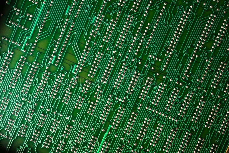 Extreme Detailed View of Printed Circuit Board and Components Stock ...
