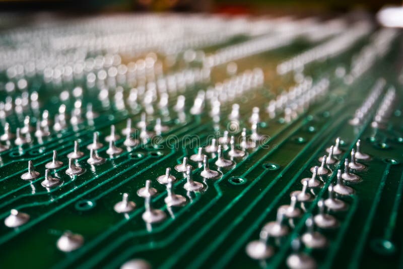 Extreme Detailed View of Printed Circuit Board and Components Stock ...