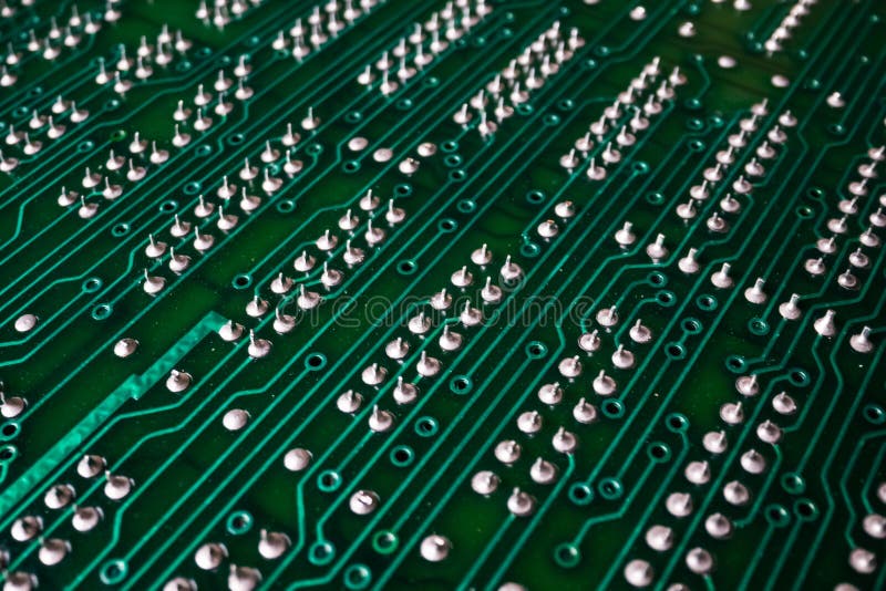 Extreme Detailed View of Printed Circuit Board and Components Stock ...