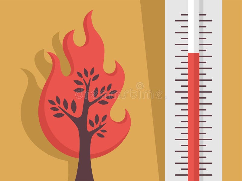 Extreme Heat Cause Wildfires Stock Vector - Illustration of strike ...