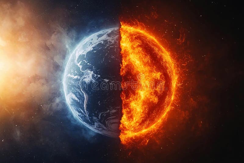 Extreme Heat and Freezing Cold Divide the Earth, Symbolizing Global ...