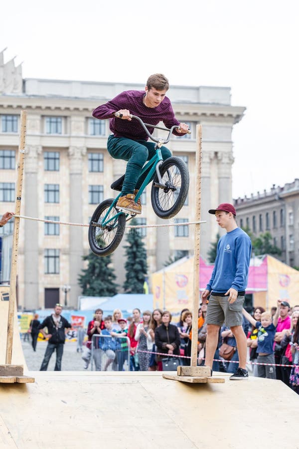 Extreme High Jump on a Bicycle Editorial Photo - Image of athlete ...