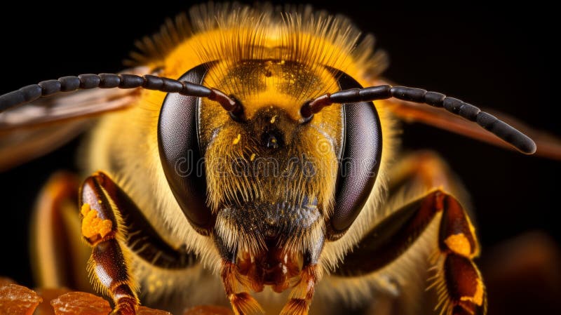 Extreme hyperzoom of a bee stock illustration. Illustration of black ...