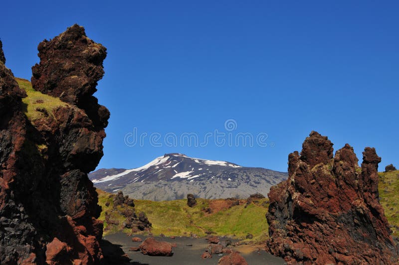 Extreme Landscape Forms in Iceland Stock Image - Image of snow, peak ...