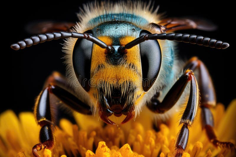 Extreme Macro of a Bee Insect Face, Generative AI Stock Illustration ...