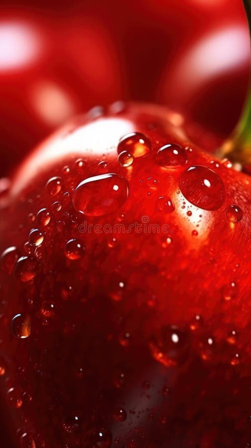 Extreme Macro Close-Up of a Juicy Translucent Cherry Slice AI Generated ...