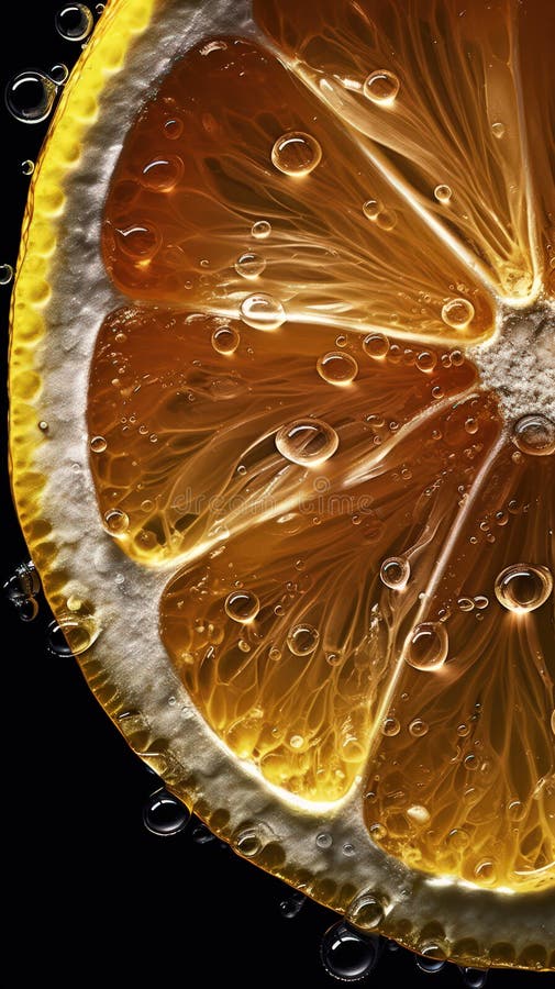 Extreme Macro Close-Up of a Wet Translucent Lemon Slice AI Generated ...