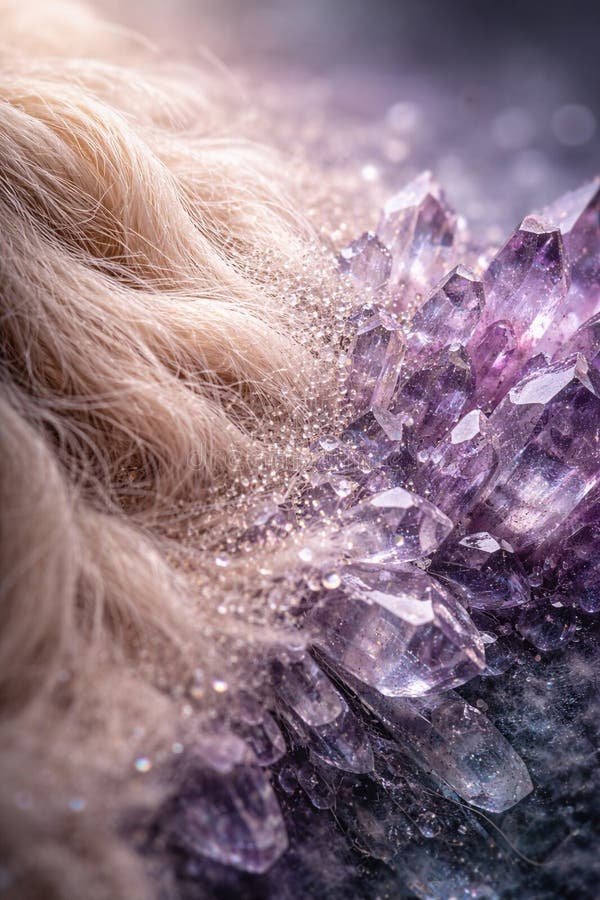 Crystal Tangle: Amethyst Meets Silk Stock Illustration - Illustration ...