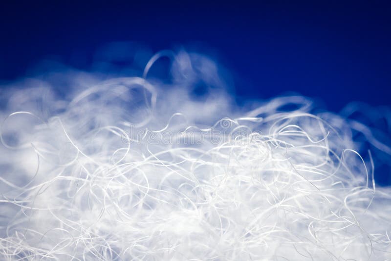 Extreme Macro of Polyester Stable Fiber on Blue Background Stock Image ...