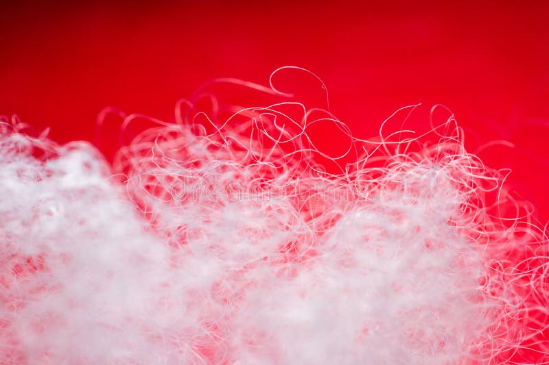 Extreme Macro of Polyester Stable Fiber on Red Background Stock Image ...