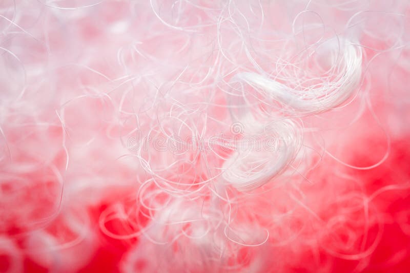 Extreme Macro of Polyester Stable Fiber on Red Background Stock Photo ...