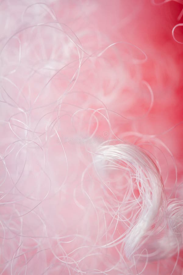 Extreme Macro of Polyester Stable Fiber on Red Background Stock Image ...